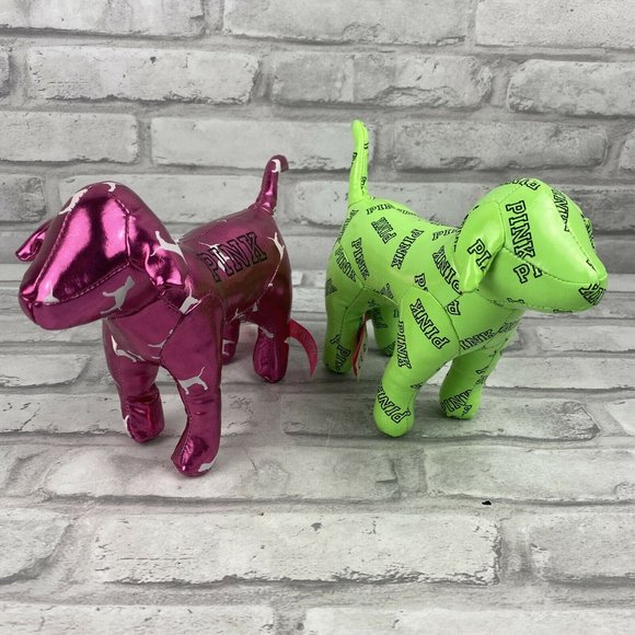 Victoria's Secret | Toys | Victorias Secret Pink Neon Green Dog Plush ...
